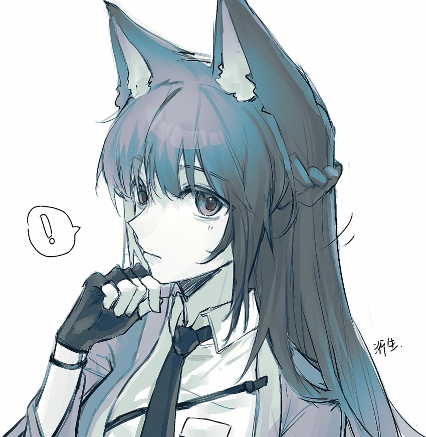 Safebooru - 1girl animal ear fluff animal ears closed mouth dress shirt fingerless gloves fox ...