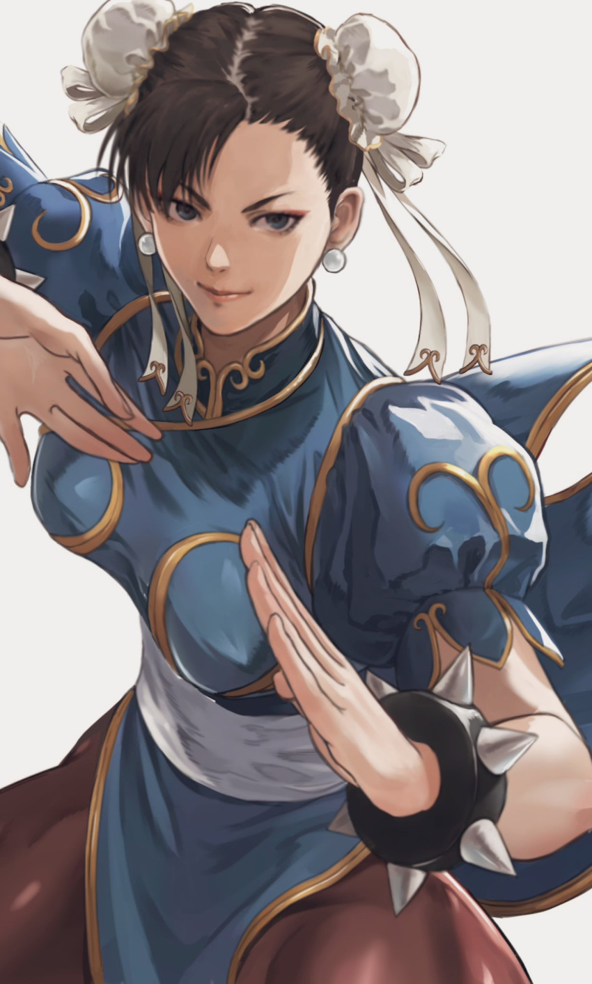 Safebooru - 1girl black hair bracelet china dress chinese clothes chun-li commentary double bun ...