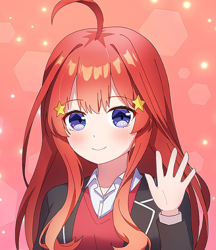 Safebooru - 1girl ahoge blue eyes blush closed mouth go-toubun no ...