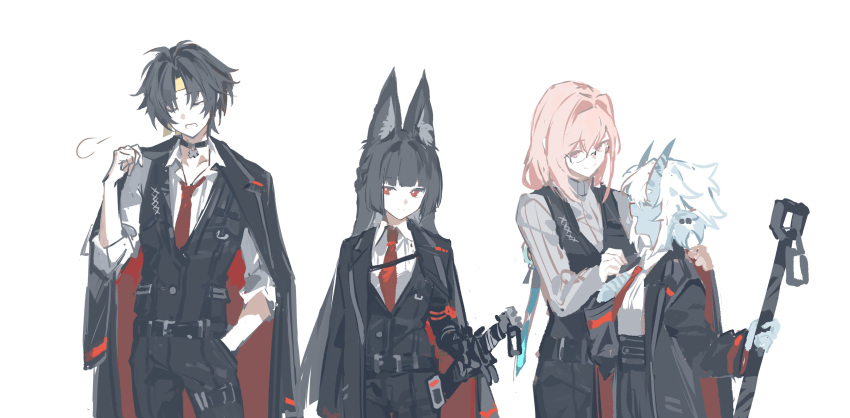 Safebooru - 1boy 3girls absurdres alternate costume animal ear fluff animal ears asaba harumasa ...