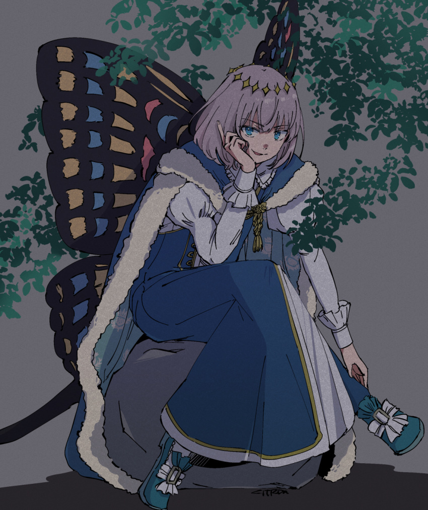 Safebooru - 1boy blue cape blue eyes blue footwear butterfly wings cape ...