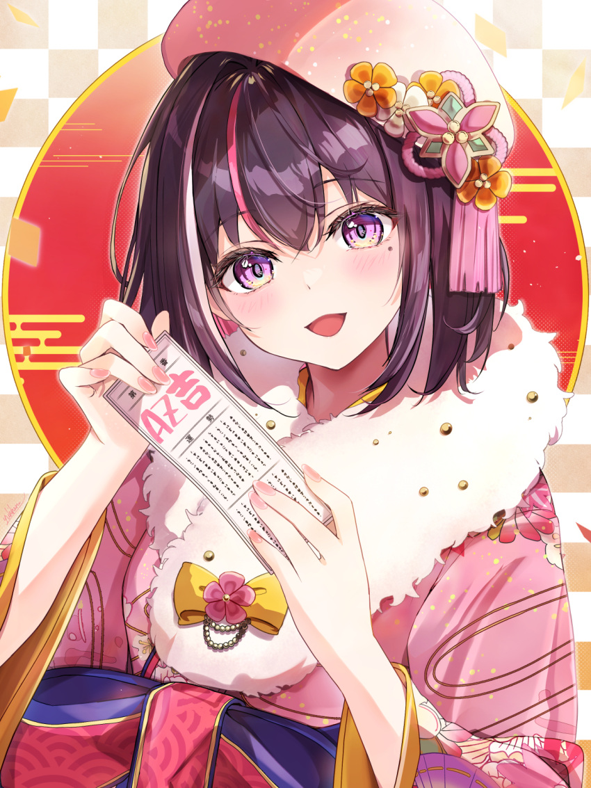 Safebooru - 1girl :d azki (hololive) azki (new year) (hololive) beret ...