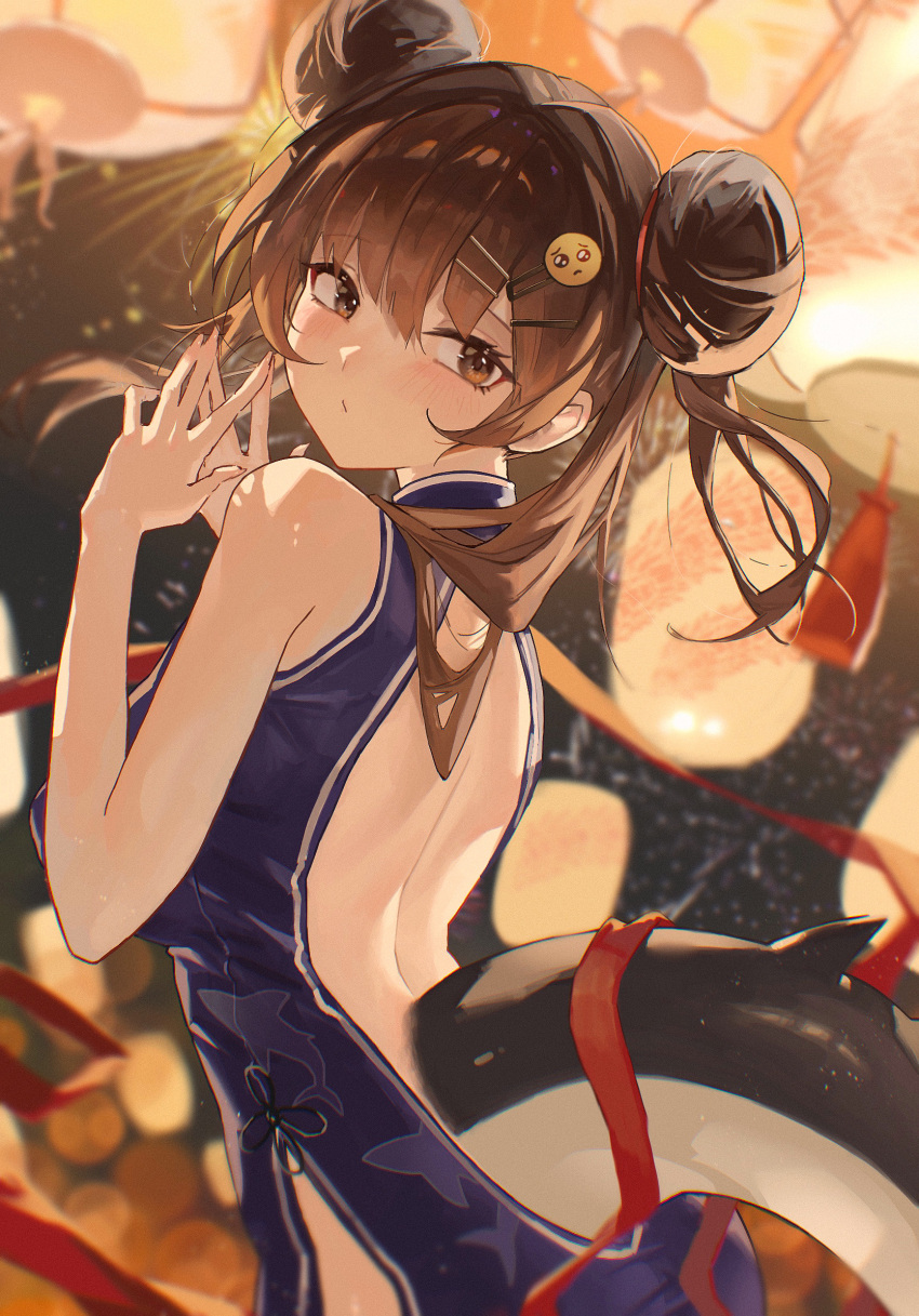 Safebooru - 1girl back back cutout backless dress backless outfit bare arms bare shoulders blue ...