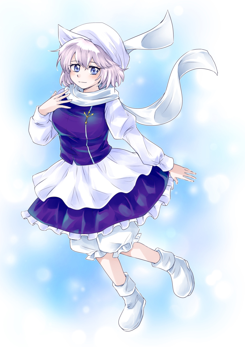 Safebooru - 1girl absurdres bloomers blue eyes blue skirt blue vest blush boots closed mouth ...