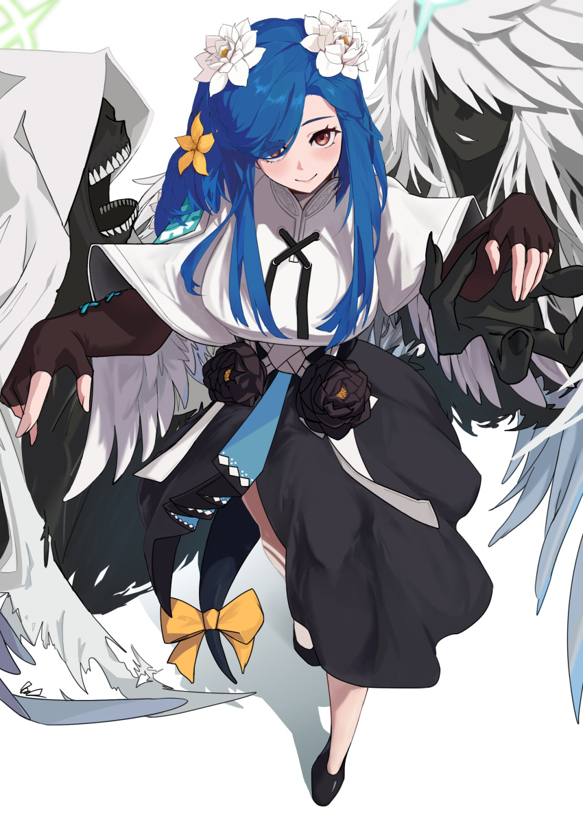 Safebooru - 1girl absurdres angel wings asymmetrical legwear black ...