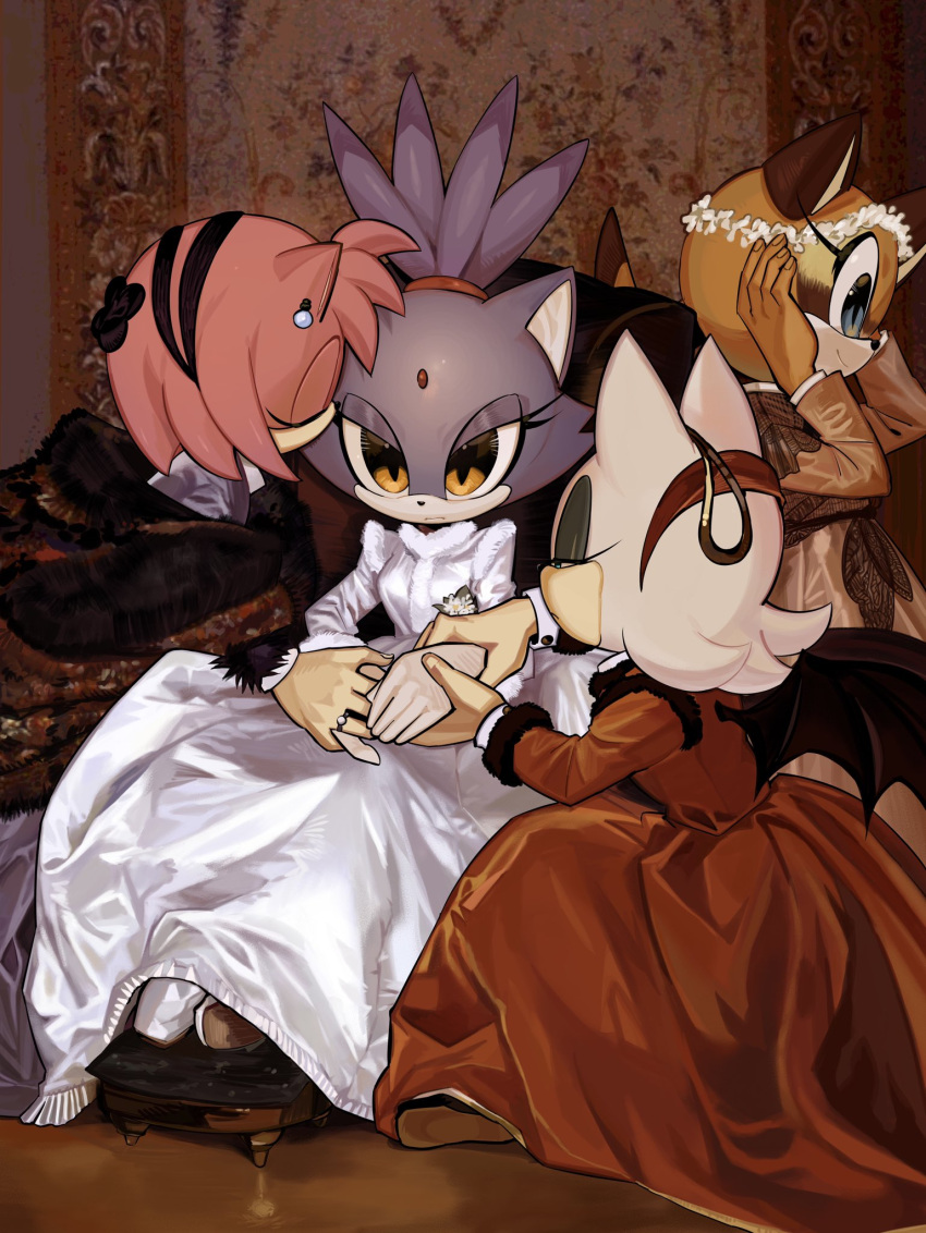 Safebooru - 4girls alternate costume amy rose animal ears animal nose bat ears bat girl bat ...