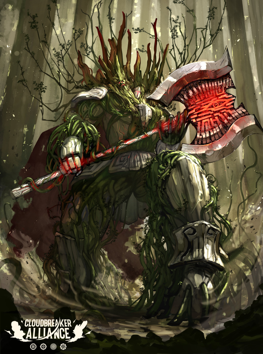 Safebooru - absurdres armor axe cloudbreaker alliance copyright name fantasy forest from below ...