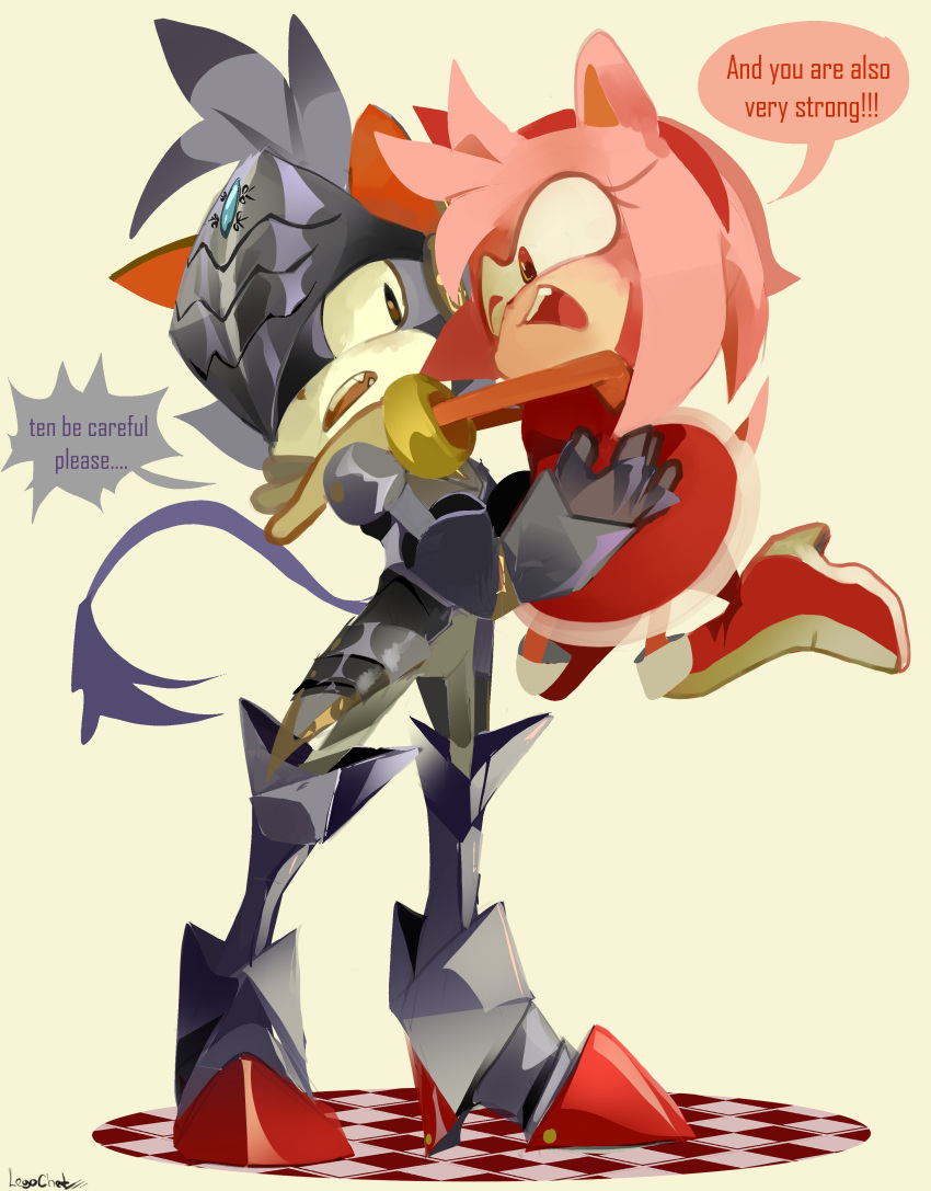 Safebooru - 2girls :d absurdres amy rose animal ears animal nose armor blaze the cat cat ears ...