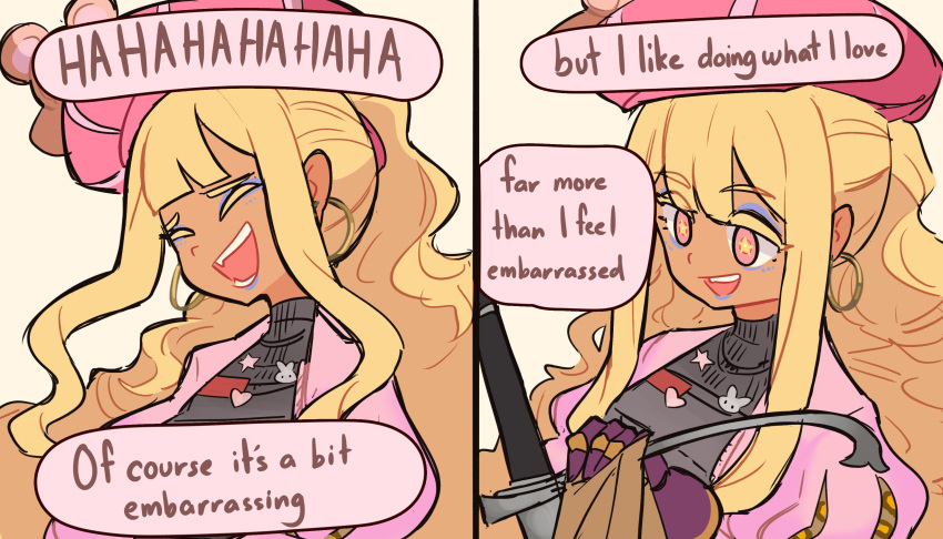 Safebooru - 1girl :d ^ ^ absurdres armor blonde hair blue eyeshadow blue lips blunt bangs ...