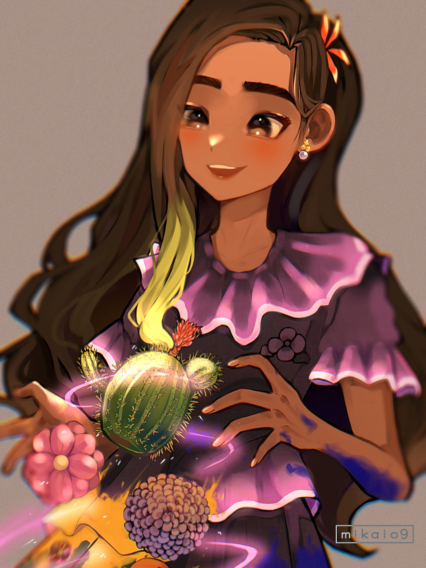 Safebooru - 1girl brown eyes brown hair dark-skinned female dark skin ...