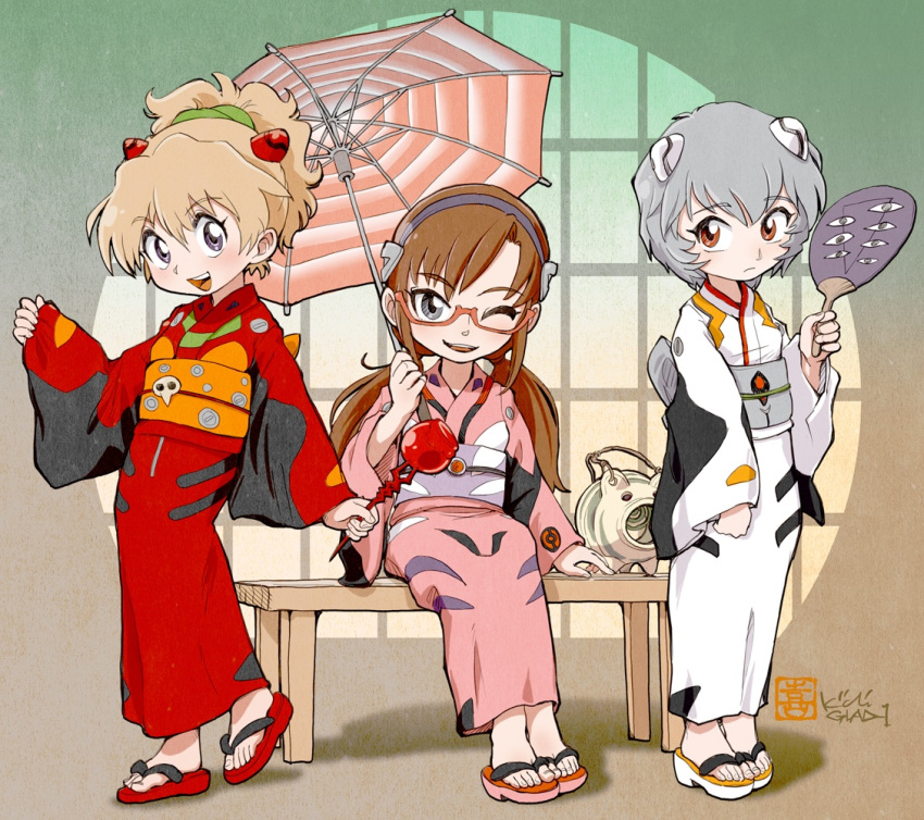 Safebooru - 3girls adapted costume alternate eye color alternate hair ...