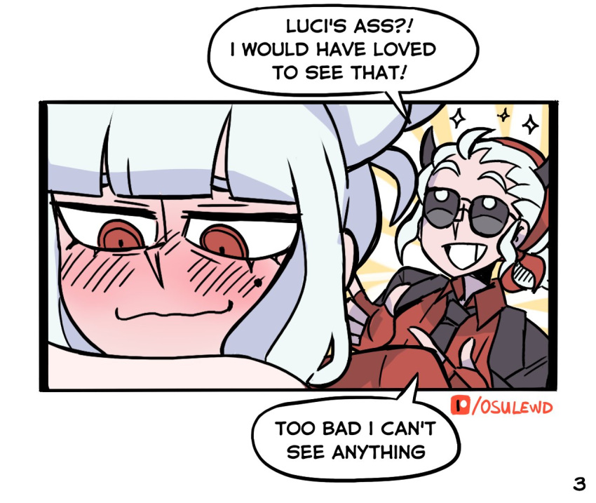 Safebooru - 2girls artist name black horns black jacket black necktie blush collared shirt demon ...