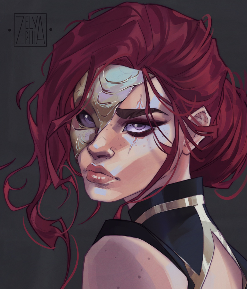 Safebooru 1girl Absurdres Artist Name Asymmetrical Bangs Broken Mask 9673