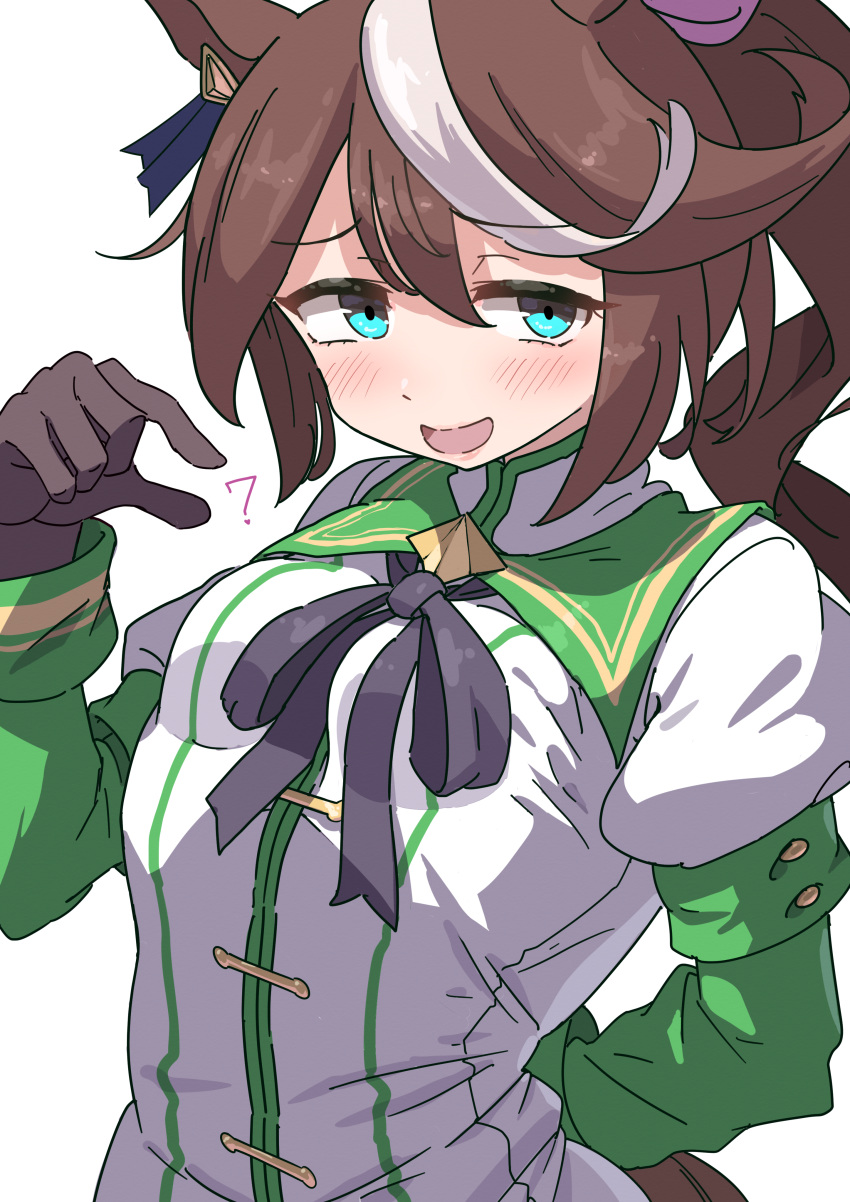 Safebooru - 1girl ? absurdres alternate costume blue eyes blush brown hair cosplay gloves hair ...