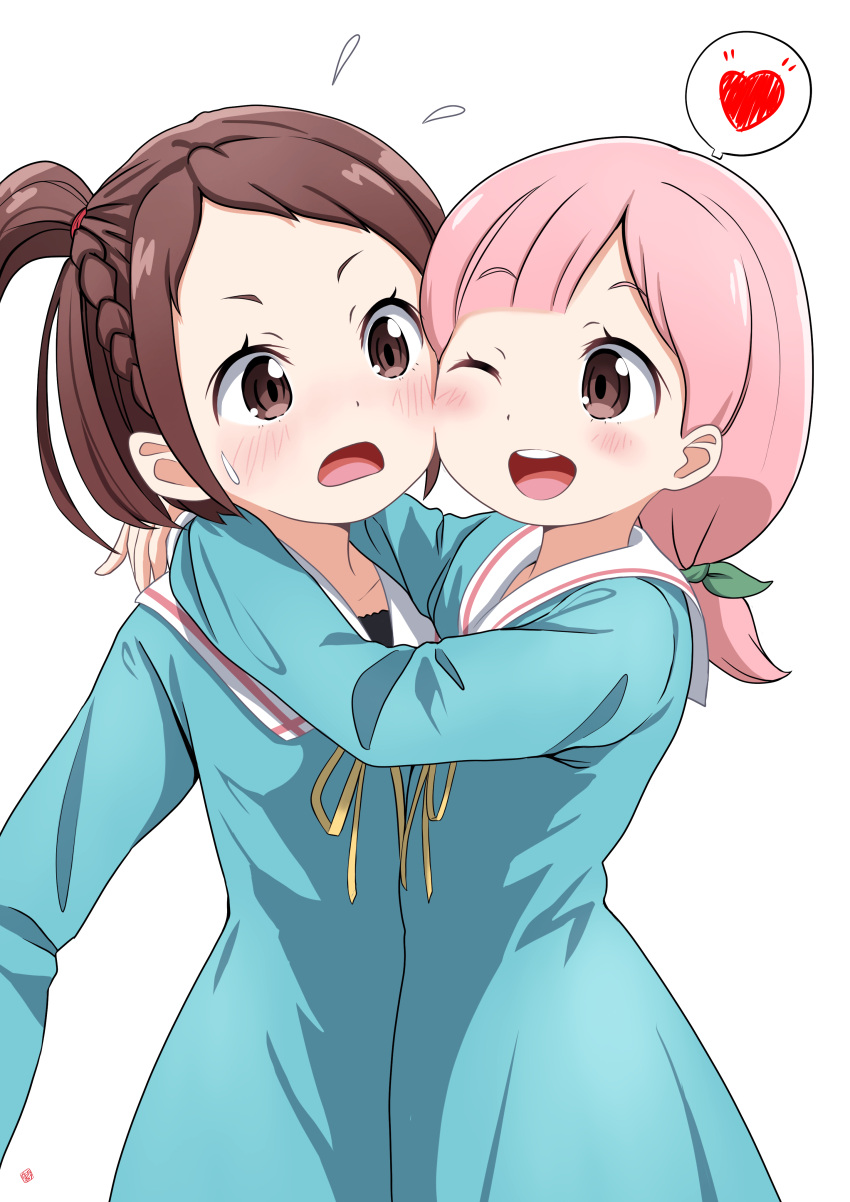 Safebooru - 2girls absurdres blush braid brown eyes brown hair granbelm ...