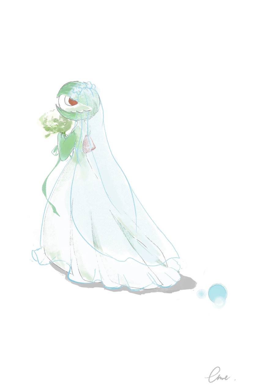 Safebooru - 1girl artist name blue dress blue veil bob cut bouquet bridal veil bride clothed ...