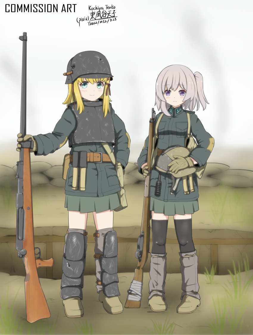 Safebooru - 2girls absurdres anti-materiel rifle armor austro-hungarian army blonde hair bolt ...