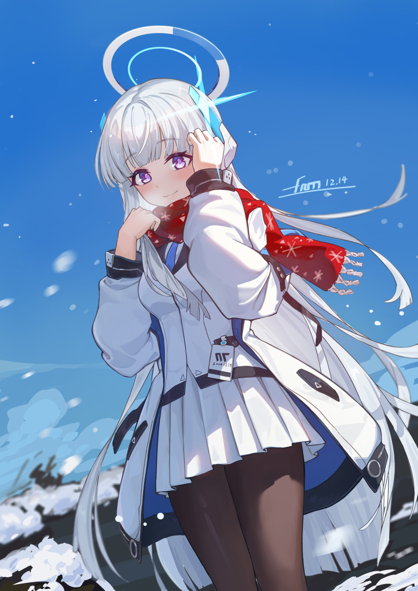 Safebooru - 1girl absurdres black pantyhose blue archive blue necktie blue sky blunt bangs blunt ...