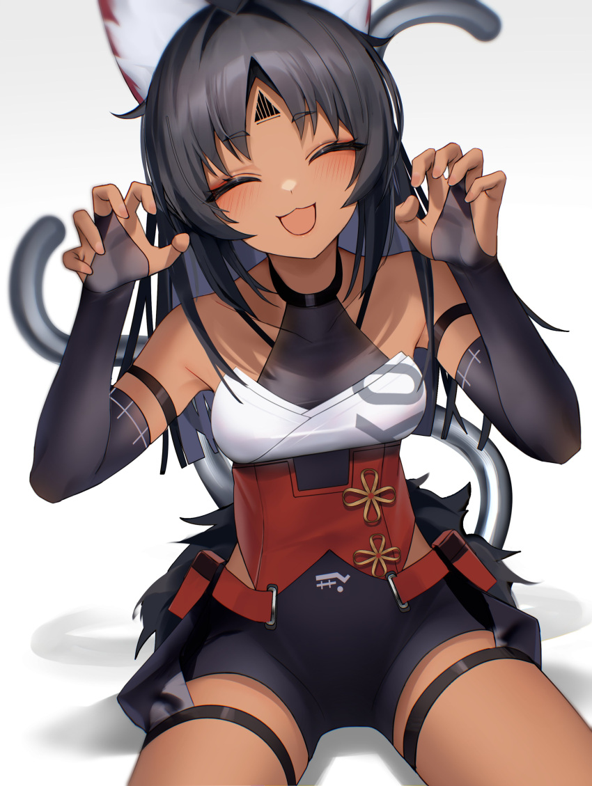 Safebooru - 1girl absurdres animal ear fluff animal ears black hair blush cat cat girl cat tail ...