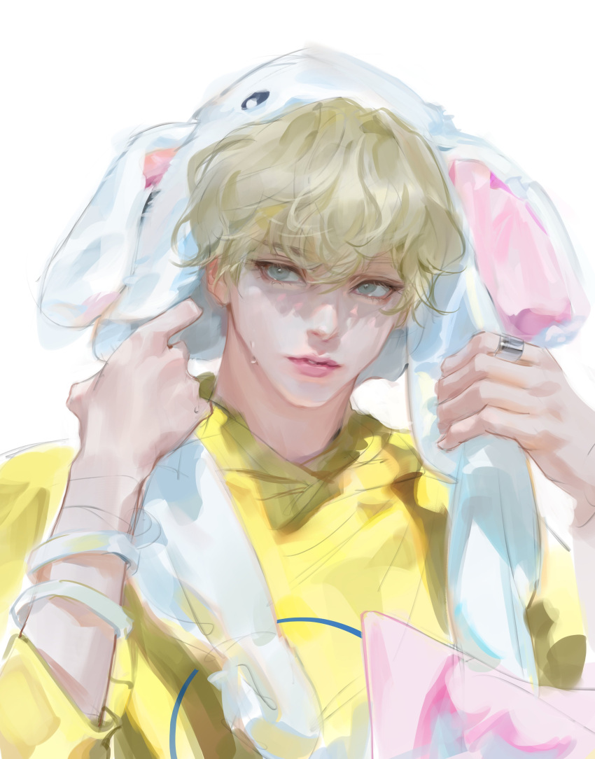Safebooru - 1boy absurdres blonde hair blue eyes bm94199 curly hair felix (stray kids) highres ...