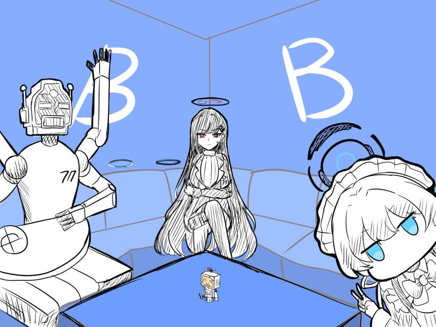 Safebooru - 2girls apron avant garde (blue archive) black hair black ...