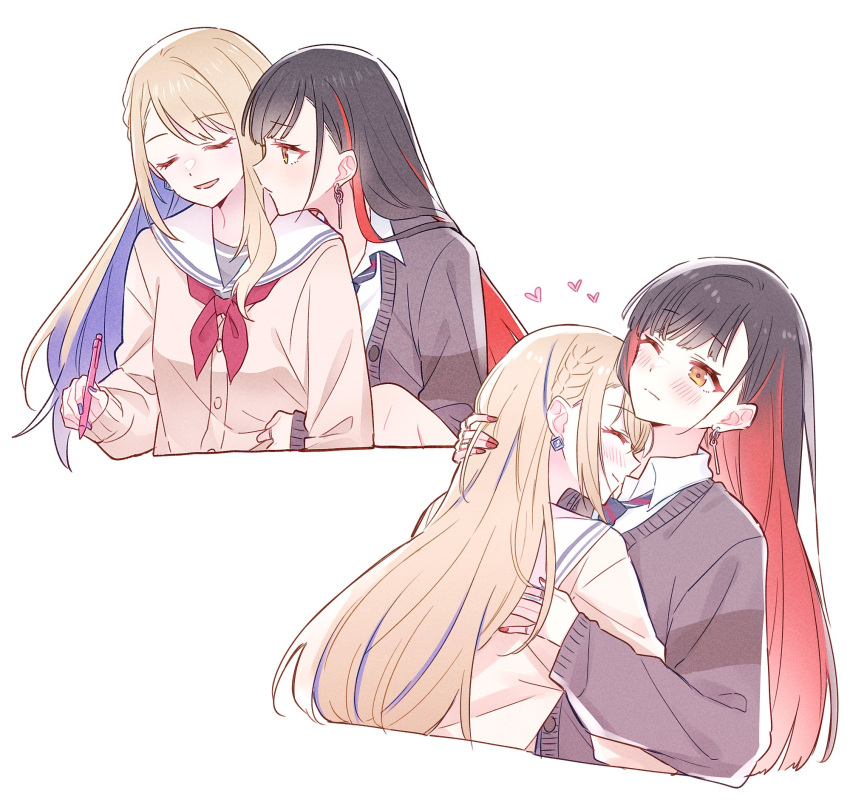 Safebooru - 1girl 2girls azusawa kohane beru popooo black hair blonde hair blue hair blue ...