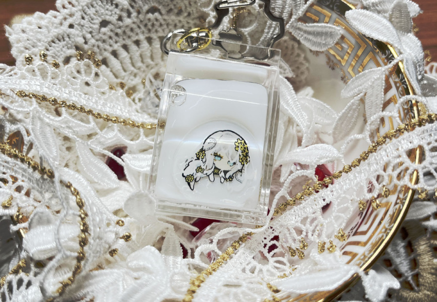 Safebooru - 1girl acrylic stand (medium) blue eyes chain chibi clock ...