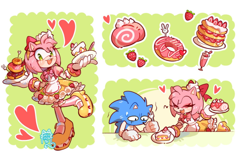 Safebooru - 1girl amy rose amy rose (dulce) animal ears animal nose apron blue fur bow brown ...