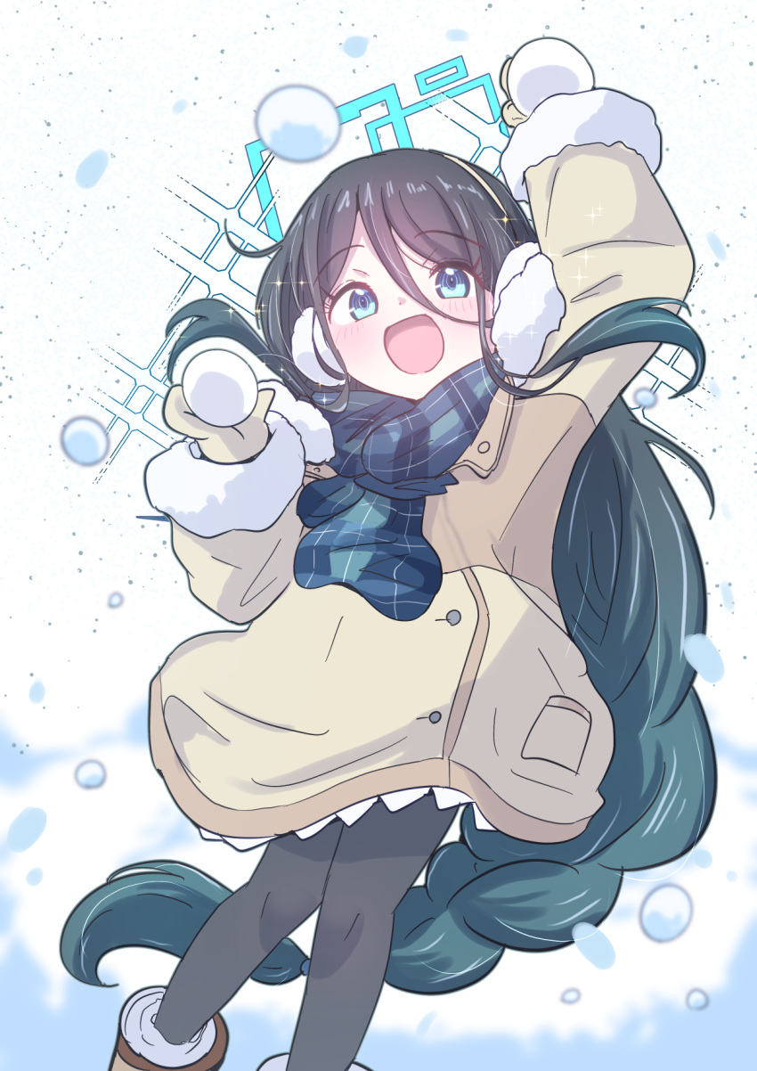 Safebooru - 1girl :d aris (blue archive) black hair blue archive blue eyes blue halo blue scarf ...