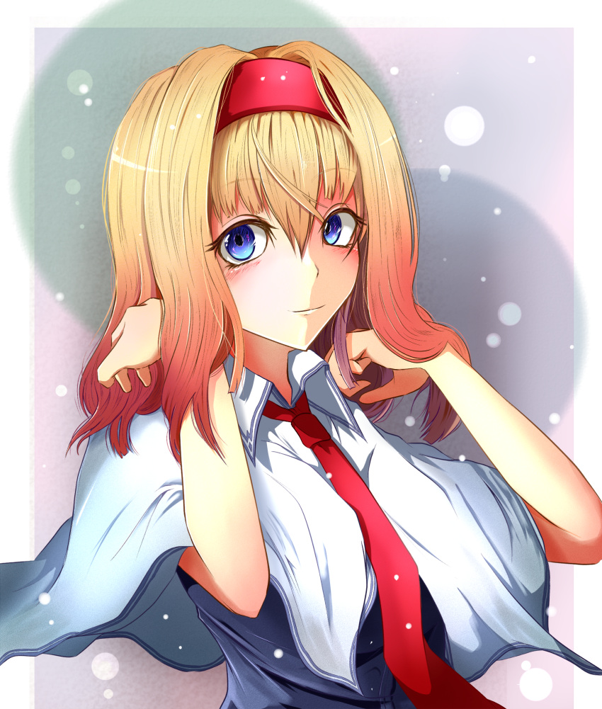 Safebooru - 1girl alice margatroid blonde hair blue eyes blush capelet closed mouth collared ...
