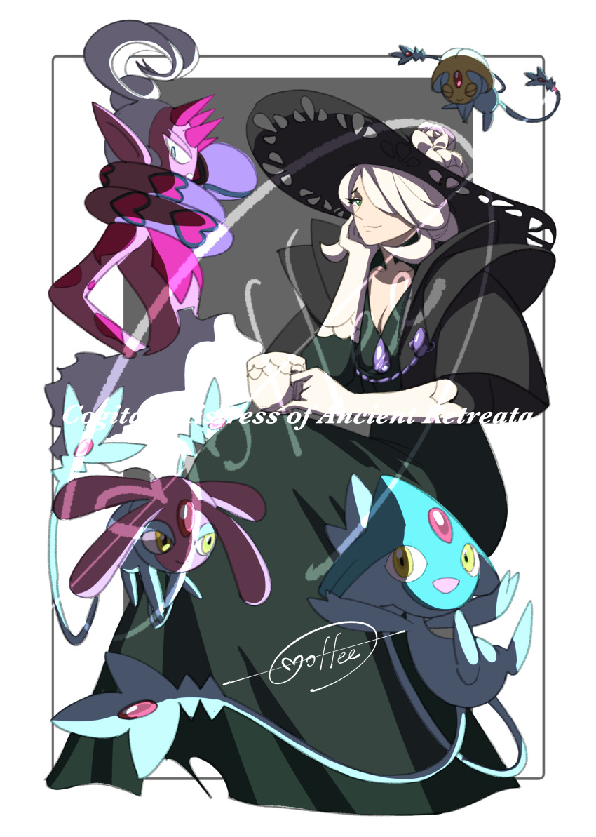 Safebooru - 1girl absurdres azelf black dress black hat border cccacademia character name closed ...