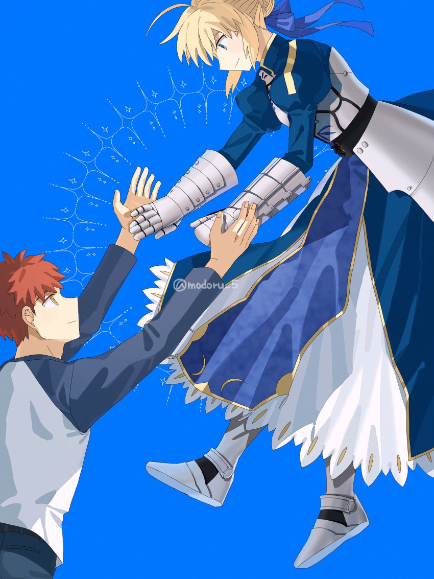 Safebooru - 1boy 1girl armor armored dress artist name artoria pendragon (fate) blonde hair ...