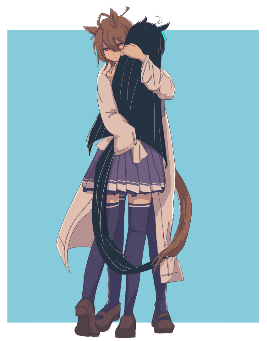 Safebooru - 2girls absurdres agnes tachyon (umamusume) ahoge animal ears arms around neck black ...