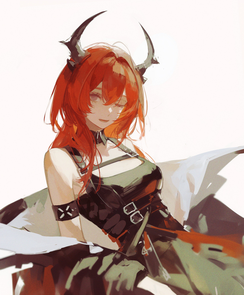 Safebooru - 1girl 96yottea absurdres arknights bare shoulders black coat black dress breasts ...