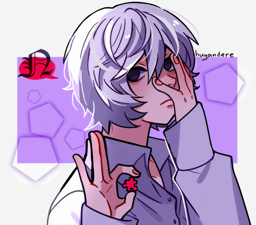 Safebooru - 1boy covering one eye covering own eyes covering own mouth ...