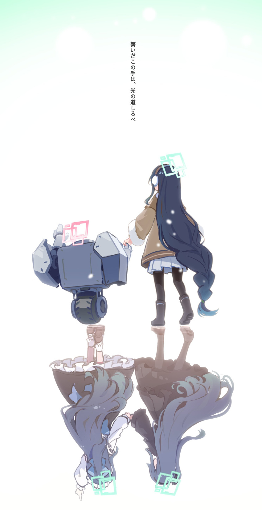 Safebooru - 2girls absurdres apron aris (blue archive) black dress black footwear black hair ...