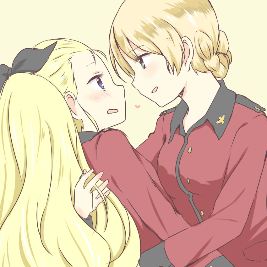 Safebooru - 2girls assam (girls und panzer) black bow blonde hair blue ...