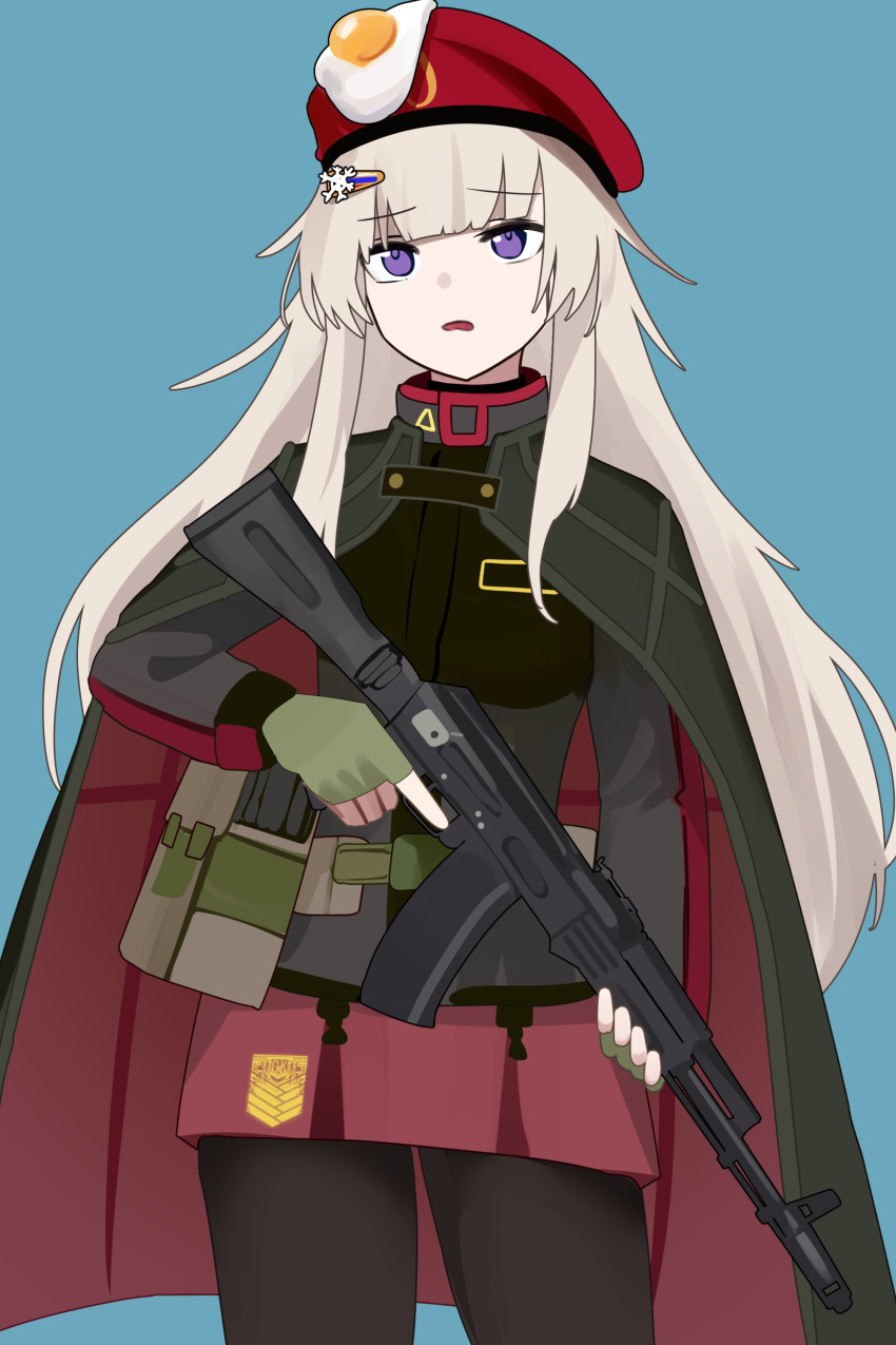 Safebooru - 1girl absurdres ak-74m ak74m (girls' frontline) assault rifle beret black pantyhose ...