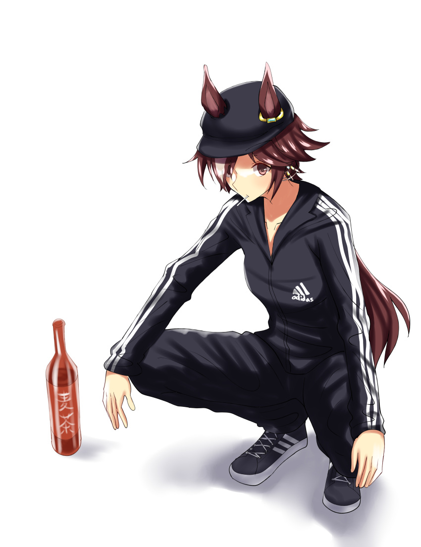 Safebooru - 1girl absurdres adidas alternate costume animal ears black ...