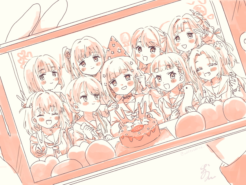 Safebooru - 6+girls :d ^ ^ ahoge anyoji hime birthday birthday cake blunt bangs blunt ends blush ...