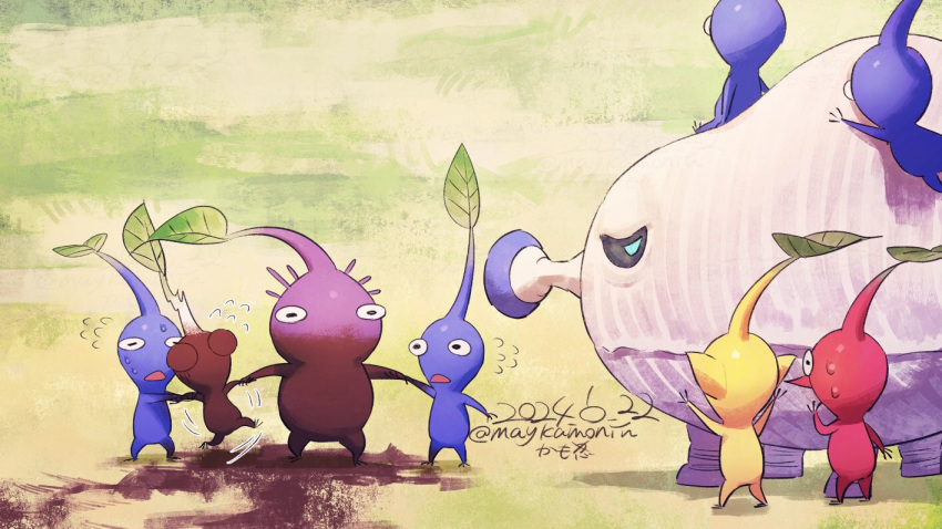 Safebooru - ^^^ arms up black eyes blue pikmin blue skin colored skin ...