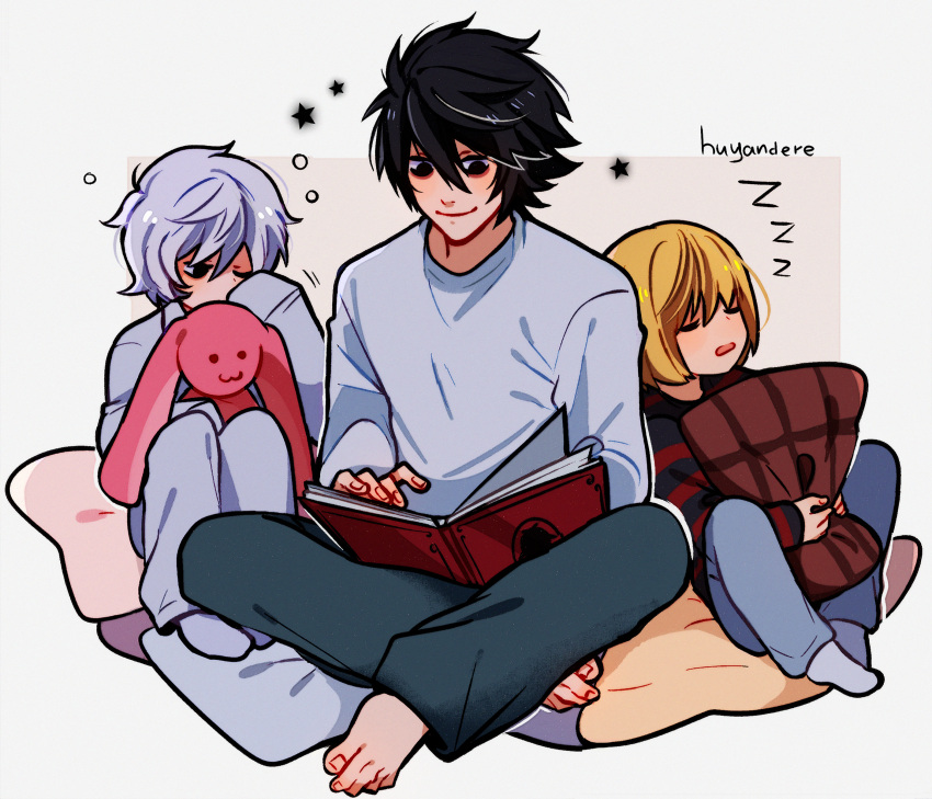 Safebooru - 3boys absurdres aged down black hair blonde hair bob cut ...