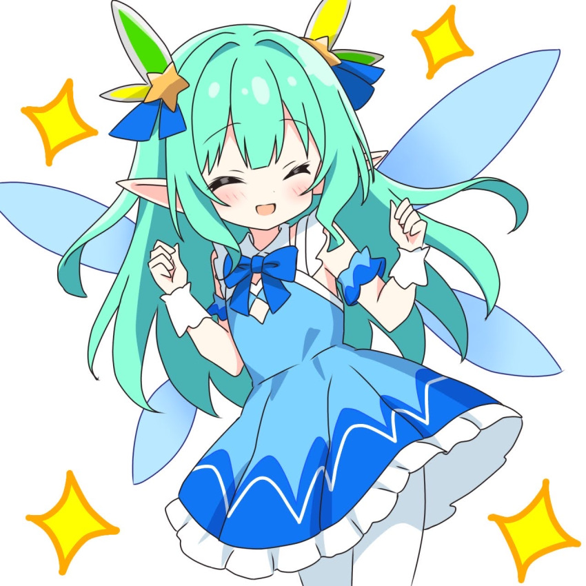 Safebooru - 1girl :d ^ ^ blue bow blue bowtie blue dress blush bow bowtie closed eyes commentary ...