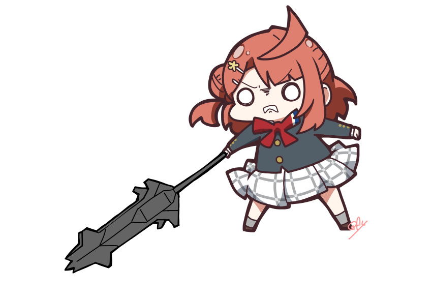 Safebooru - 1girl absurdres ahoge angry black jacket blunt bangs brown ...