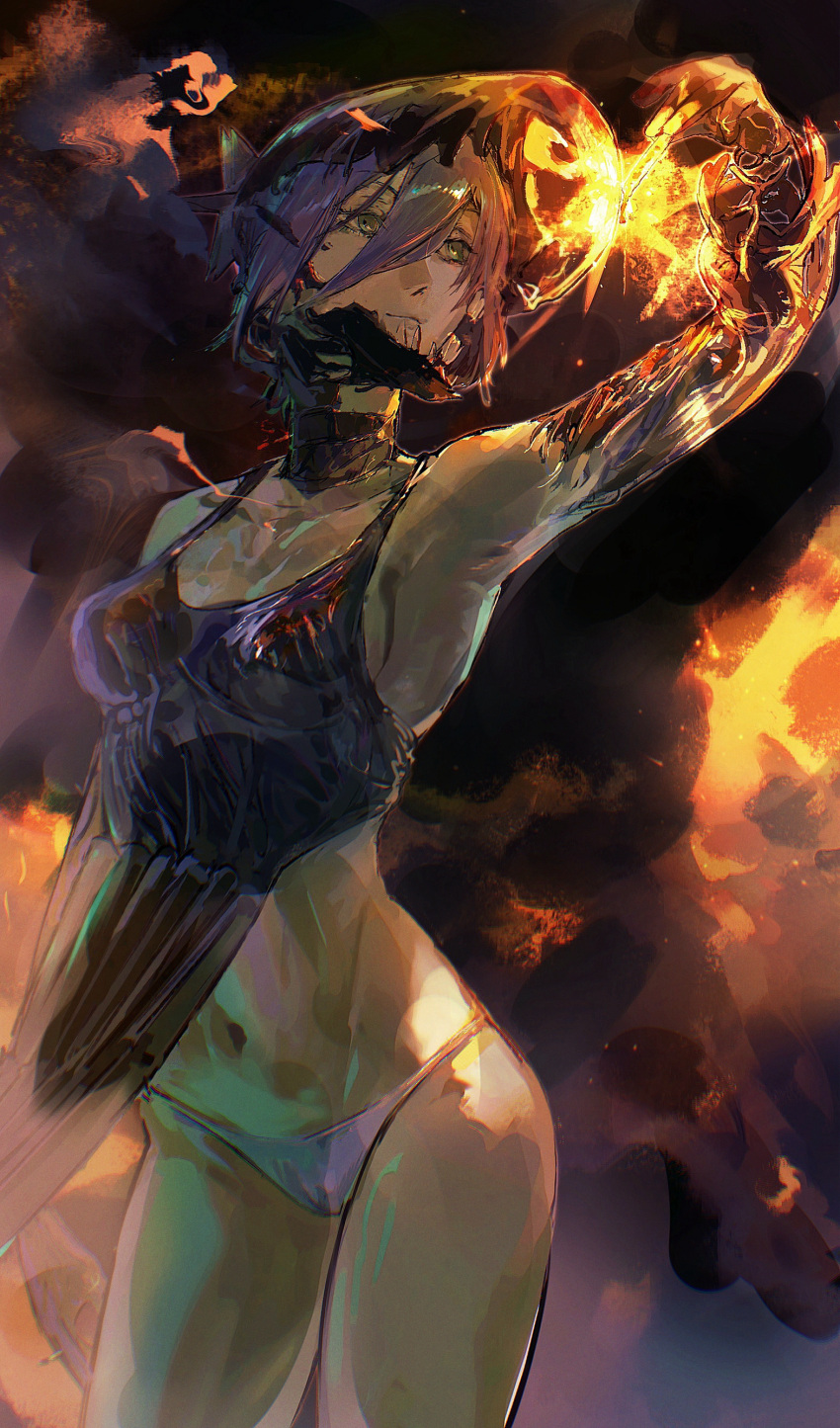 Safebooru - 1girl absurdres apron black apron bomb bomb devil (chainsaw man) chainsaw man ...