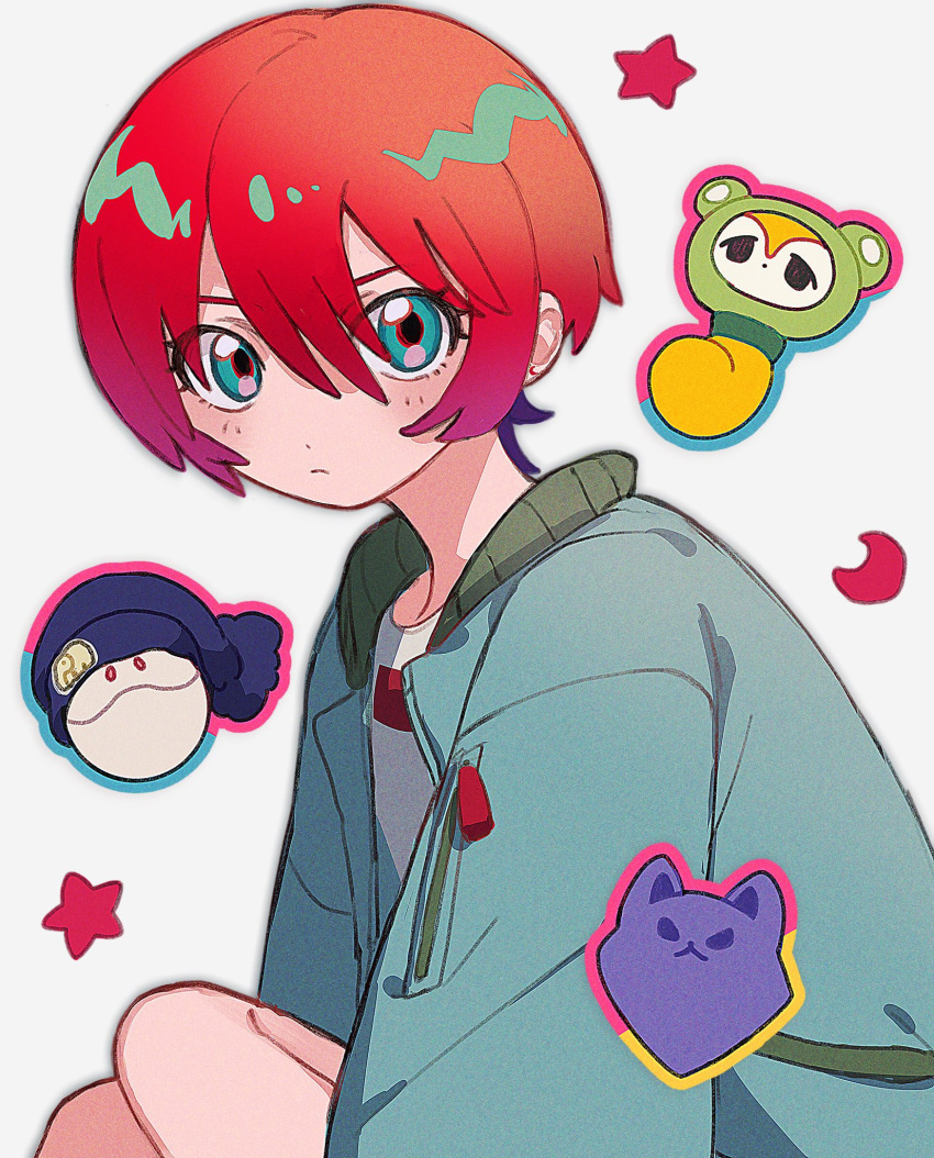 Safebooru - 1girl amate yuzuriha aqua eyes aqua jacket closed mouth ...