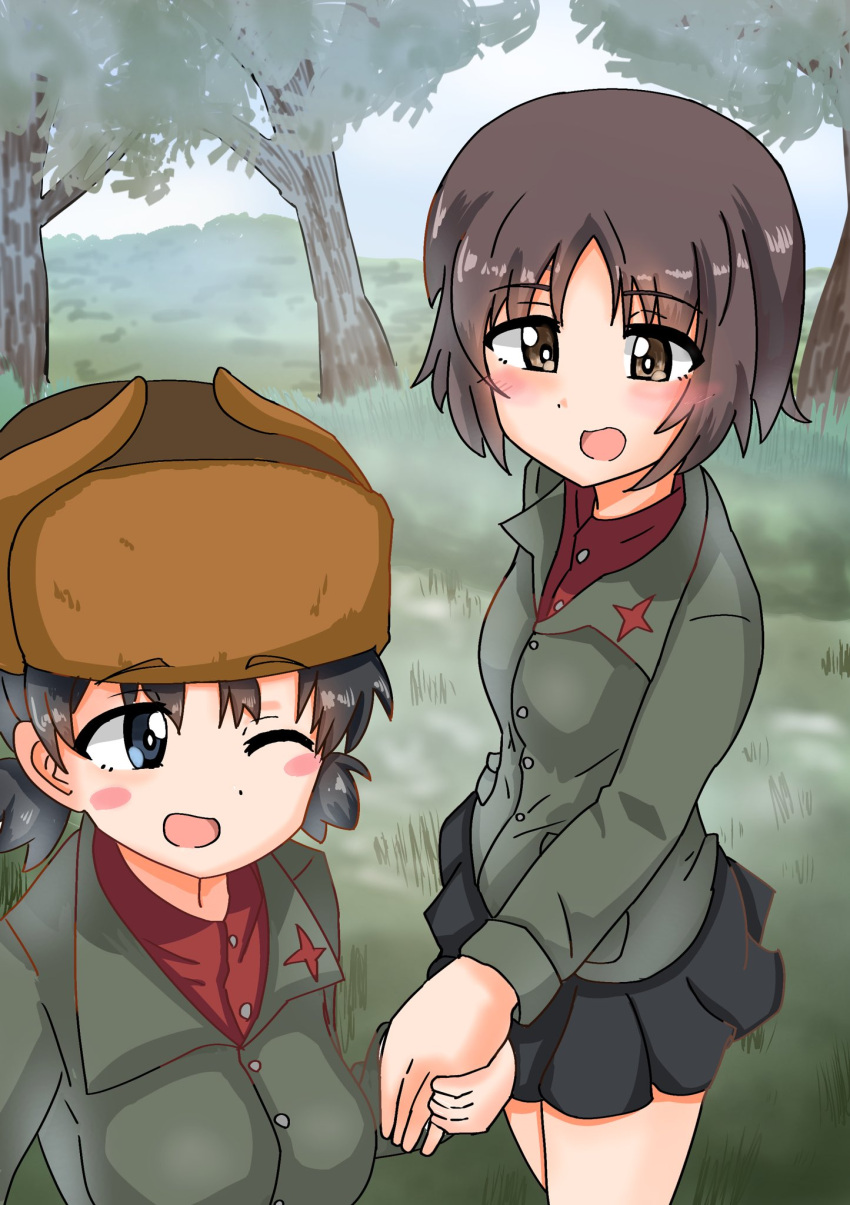 Safebooru - 2girls alina (girls und panzer) black eyes black hair black ...
