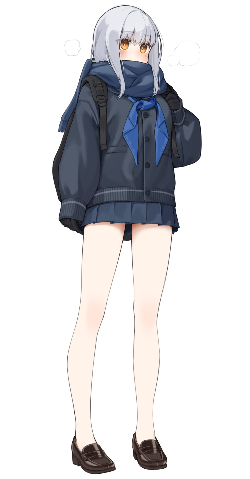 Safebooru - 1girl absurdres backpack bag gloves grey hair highres jacket kopaka (karda nui) long ...