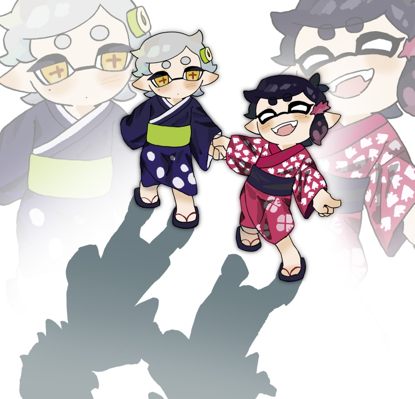 Safebooru - 2girls aged down callie (splatoon) doghu14 fangs hand grab ...
