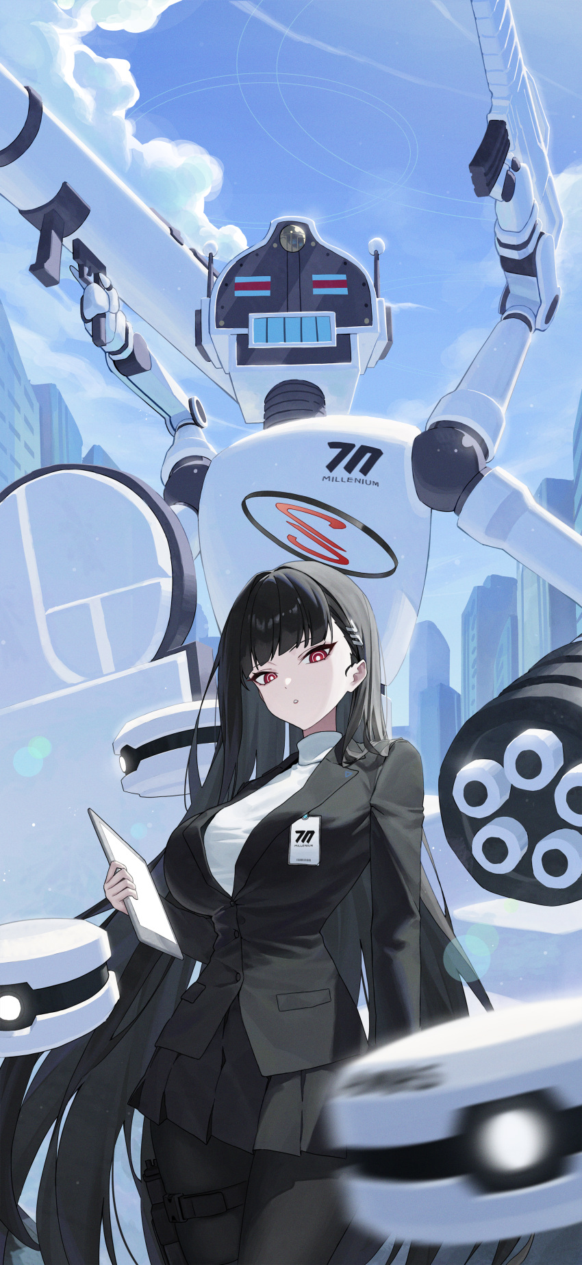 Safebooru - 1girl absurdres avant garde (blue archive) black hair black pantyhose blazer blue ...